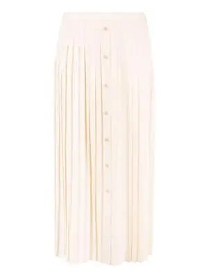 Prada Logo-jacquard Pleated Skirt - Neutrals