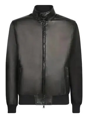 DELL'OGLIO Reversible Leather Bomber Jacket - Black