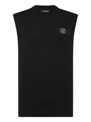 PLEIN SPORT Round-neck Sleeveless T-shirt - Black