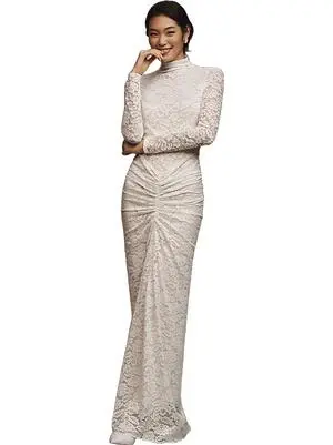Ronny Kobo Ruched Lace Maxi Dress - Ivory