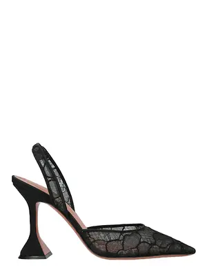 Amina Muaddi Holli 95 Sling-back Lace Heeled Courts - Black