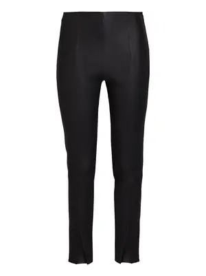 Theory Cropped Leather Leggings - Black