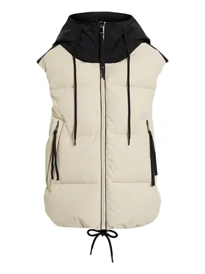HOLDEN Canvas-Paneled Printed Ripstop Hooded Vest Cream