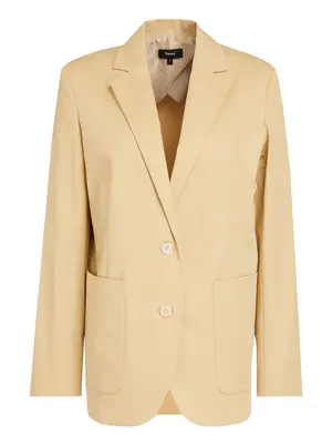 Theory Cotton-Blend Twill Blazer Sand