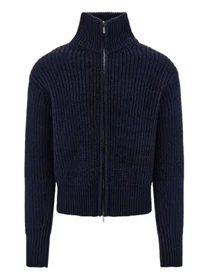 FERRAGAMO Knitted Virgin Wool Blouson - Black
