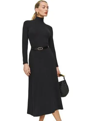 REFORMATION Cory Knit Midi Dress Black