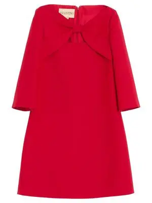 Valentino Garavani Valentino Virgin Wool-Silk A-Line Mini Dress With Embroidered Trim Red