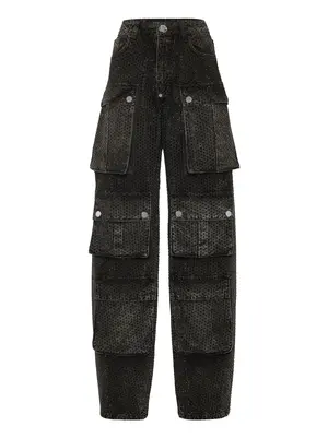 Philipp Plein Embellished Cargo Jeans - Black