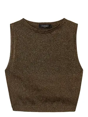 TWINSET Lurex Knit Top - Brown