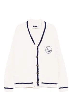 Kiton Logo Patched Wool Cardigan - Neutrals