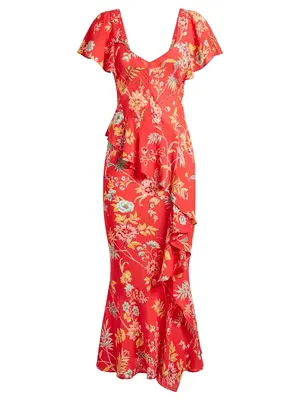 Etro Floral-print Crepe Midi Dress - Red