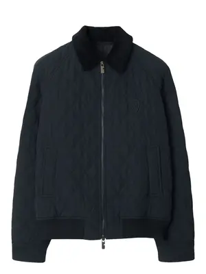 Burberry Logo-embroidered Padded Jacket - Blue