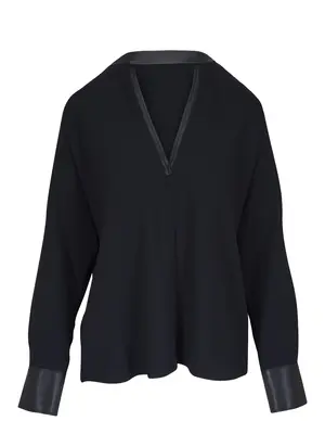 Vince Satin-trim Blouse - Black
