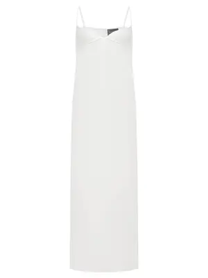A.M.G. Crochet-paneled Long Dress - White