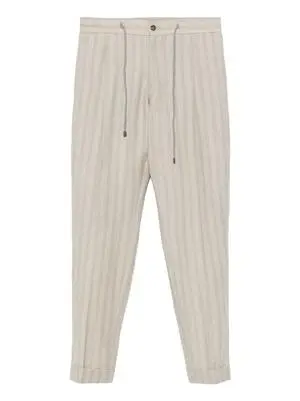 BARBA NAPOLI Herringbone Chino Trousers - Neutrals