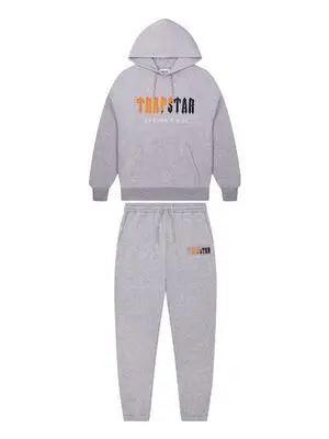 Trapstar Decoded Chenille Hooded Tracksuit - Grey/orange