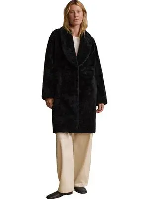 Jenni Kayne Long Shearling Yves Shawl Coat - Black