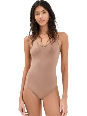 Spanx Sculpt Seamless Power Thong Bodysuit - Cafe Au Lait
