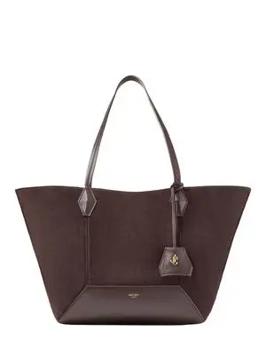 JIMMY CHOO Diamond Medium Suede Tote Bag - Coffee/gold
