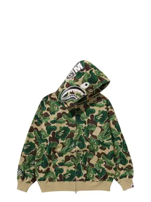 A BATHING APE Art Camo Shark Hooded Zip-up - Green