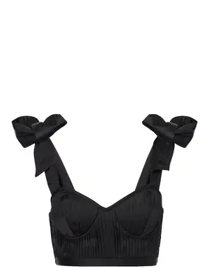 Poupette St Barth Carla Halterneck Crop Top - Black