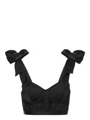 Poupette St Barth Carla Halterneck Crop Top - Black