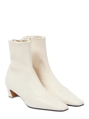 Khaite Nevada 40 Leather Ankle Boots White
