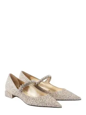 JIMMY CHOO Bing Glitter Ballet Flats - Beige