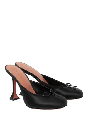 Amina Muaddi Lila 95 Satin Mules - Black