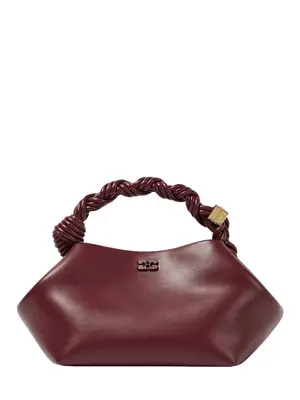 GANNI Small Leather Shoulder Bag - Burgundy