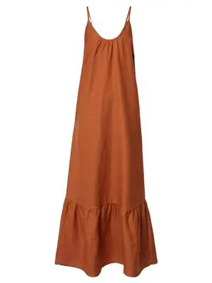ADRIANA DEGREAS Linen-blend Maxi Dress - Black