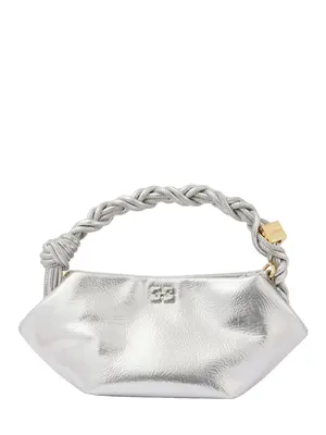 GANNI Ganni Bou Mini Metallic Leather Shoulder Bag Silver