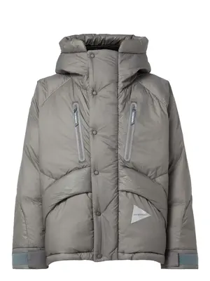 AND WANDER Logo Puffer Jacket - Grey