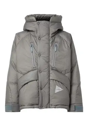 AND WANDER Logo Puffer Jacket - Grey
