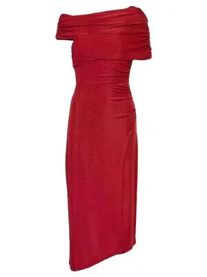Diane Von Furstenberg Agustin Lamé Midi Dress - Red