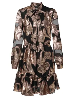 Etro Printed Tie-neck Minidress - Multicoloured
