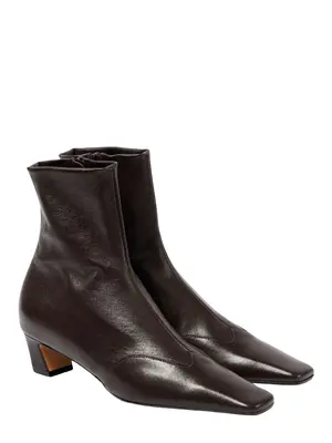 Khaite Nevada Leather Ankle Boots - Brown