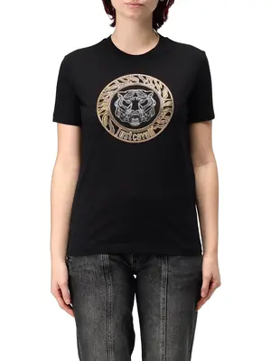 Just Cavalli T-shirt With Embellished Tiger Graphic - Black