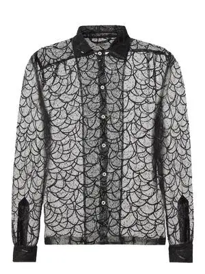 BODE Pewter Shoal Sequined Mesh Shirt - Black