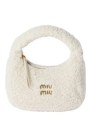Miu Miu Wander Shearling Hobo Bag - Ivory