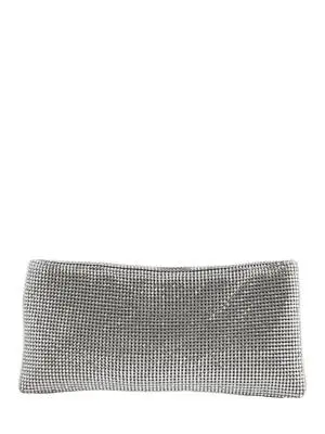 CHRISTIAN LOUBOUTIN Maykimay Mesh Crystal Pouch Clutch Bag - Silver