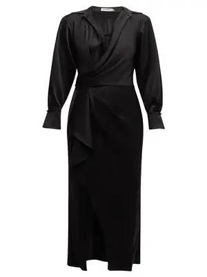 Simkhai Talita Drape-front Midi Dress - Black