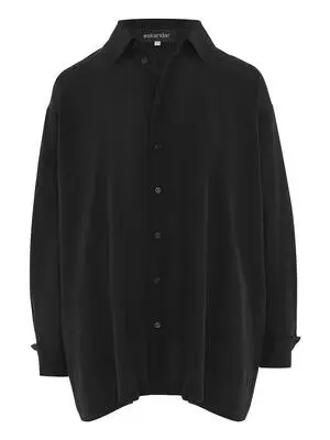 Eskandar Slim A-line Back Pleat Shirt - Black
