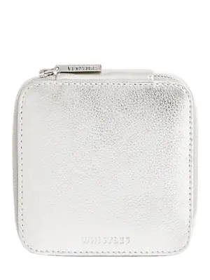 Whistles Aelia Logo-embossed Metallic-leather Jewellery Box - Silver
