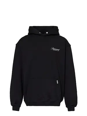 REPRESENT Owners Club Script Relaxed-fit Cotton-jersey Hoody - Black