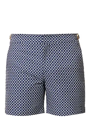 Orlebar Brown Bulldog Patterned Swim Shorts With Waist Adjusters - Night Iris/cloud