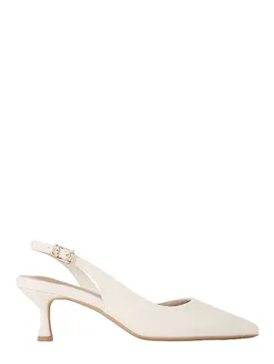 Kurt Geiger Aria Low 2 Leather Slingback Courts - Bone