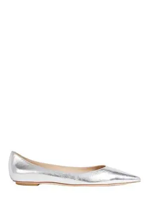 STUART WEITZMAN Emilia Metallic Textured-Leather Flats