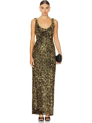 LOVERS AND FRIENDS Ginger Sequin Gown - Disco Gold