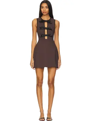 WeWoreWhat Piped Peplum Mini Dress - Brown & Black